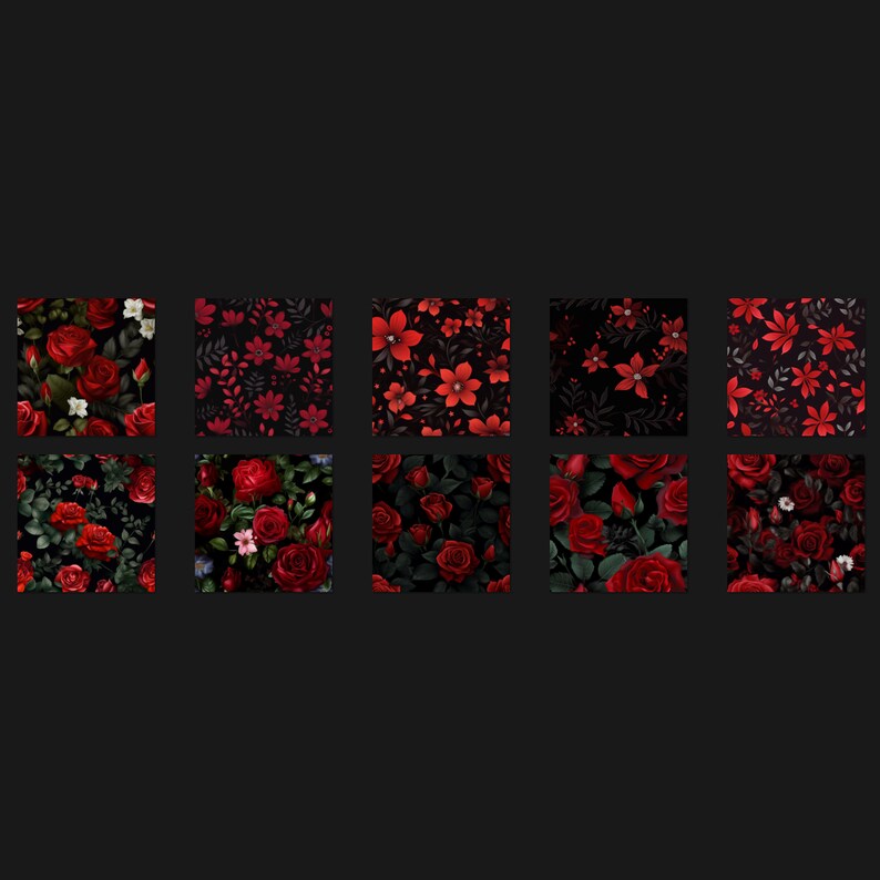 Seamless Flowers Red Digital Paper, Red Flowers, Floral Digital Paper ...
