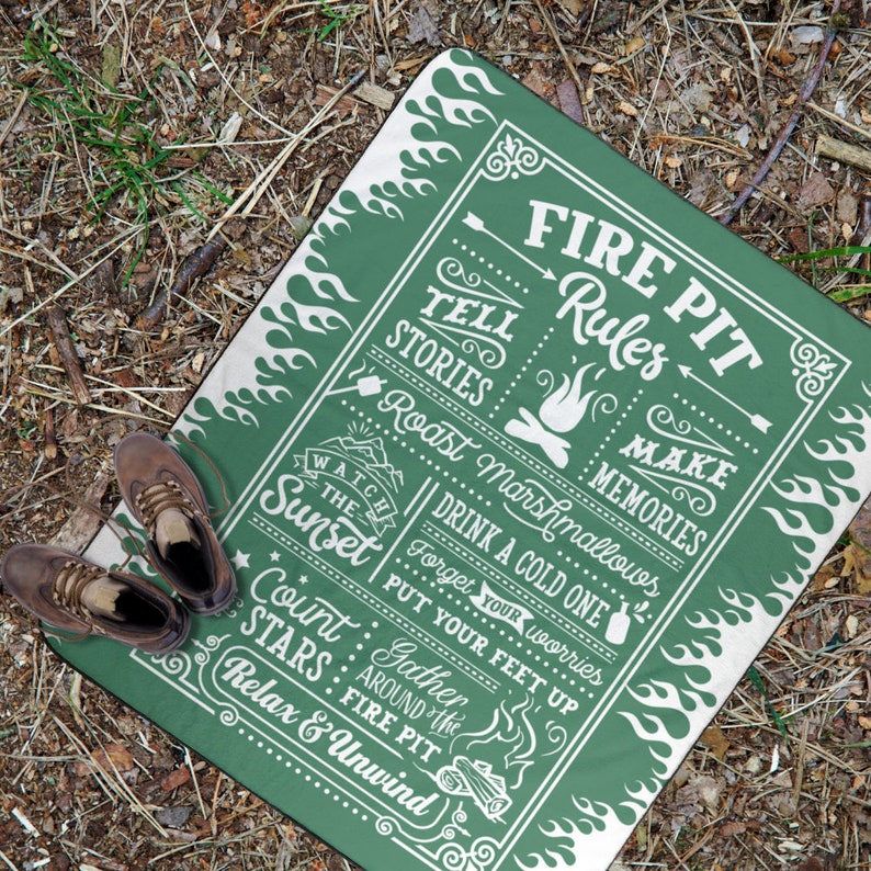 Fire Pit Rules Stadium Picnic Blanket - Super-soft Fleece, Water ...