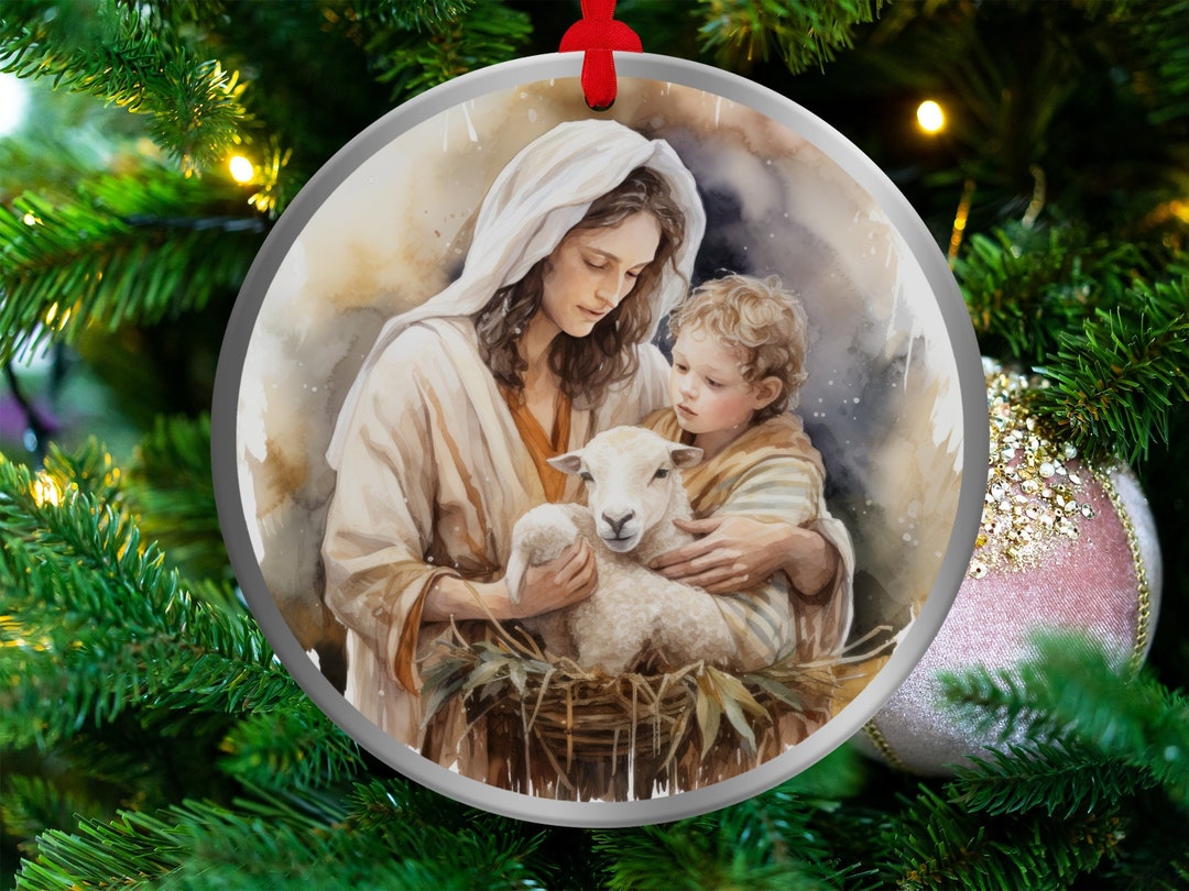 Mother Mary and Jesus With, Nativity Christmas Ornament, Jesus, Mary ...