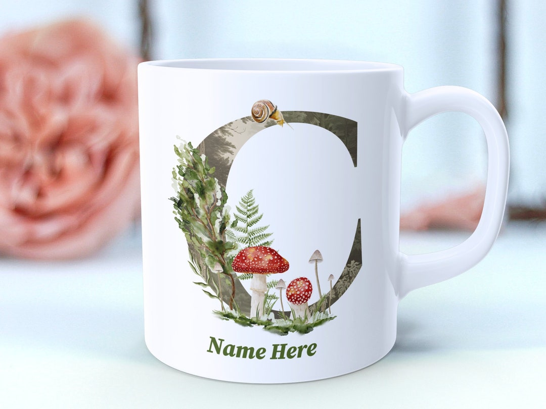 Personalized Letter Mug, Floral Alphabet Initial, Custom Name Coffee ...