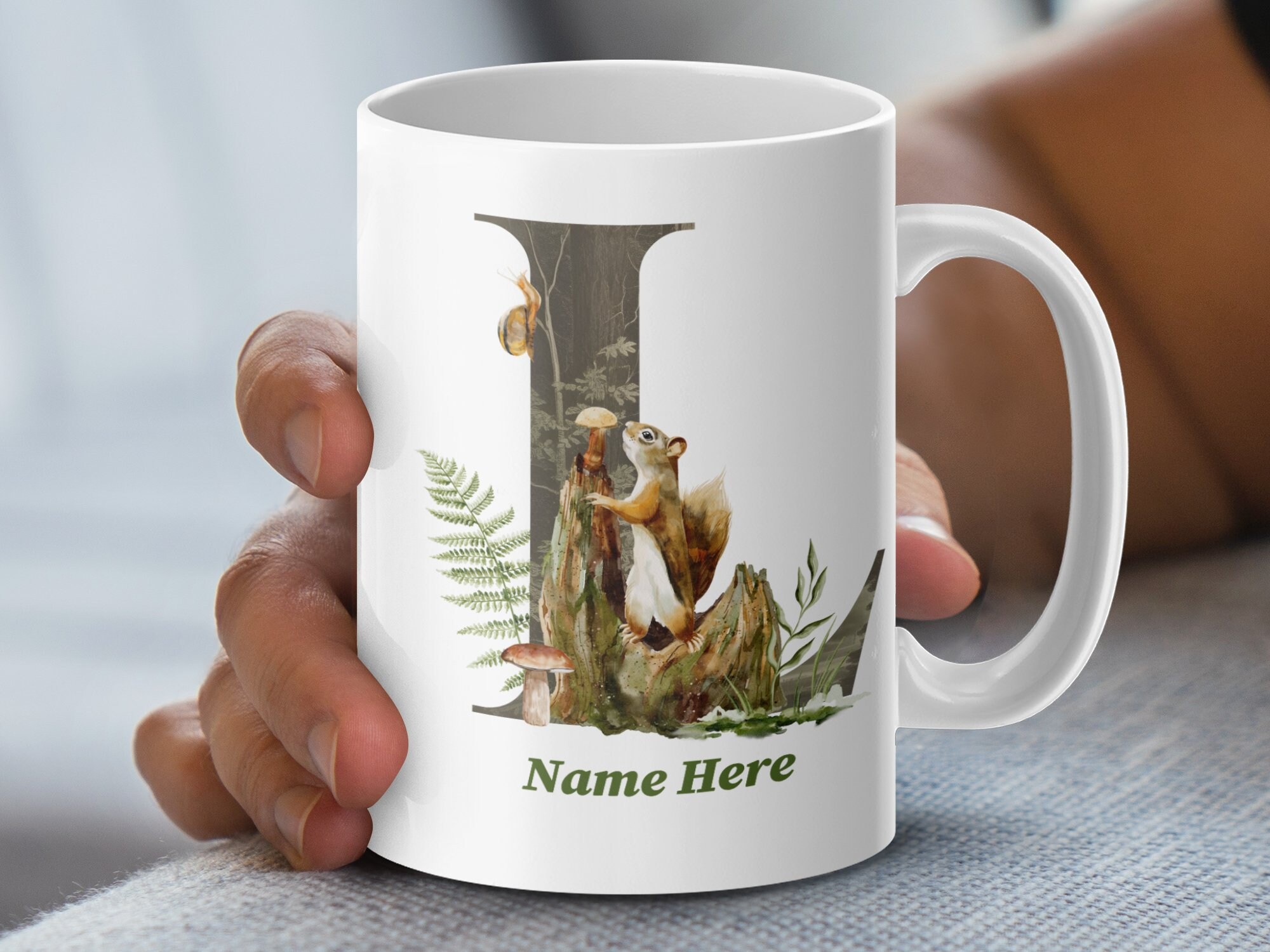 Custom Chipmunk Alphabet Letter 'L' Mug Personalized Name Coffee Cup ...