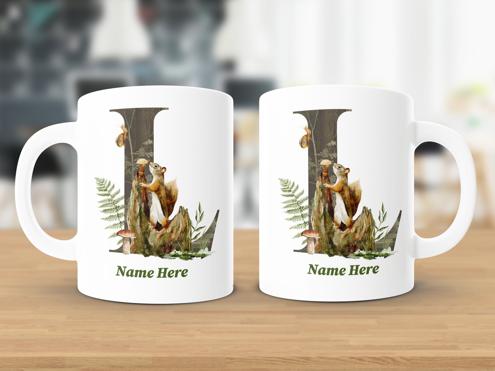 Custom Chipmunk Alphabet Letter 'L' Mug Personalized Name Coffee Cup ...