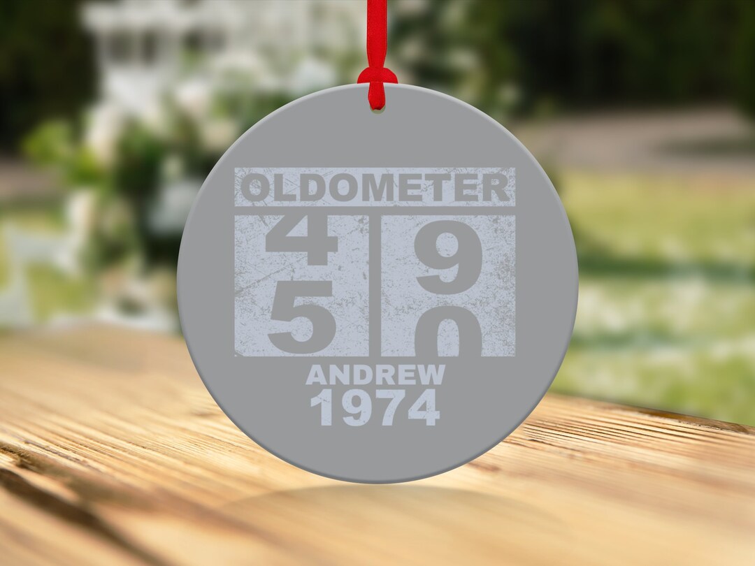Oldometer 50th Birthday Ornament Custom 1974 Vintage Year Personalized ...