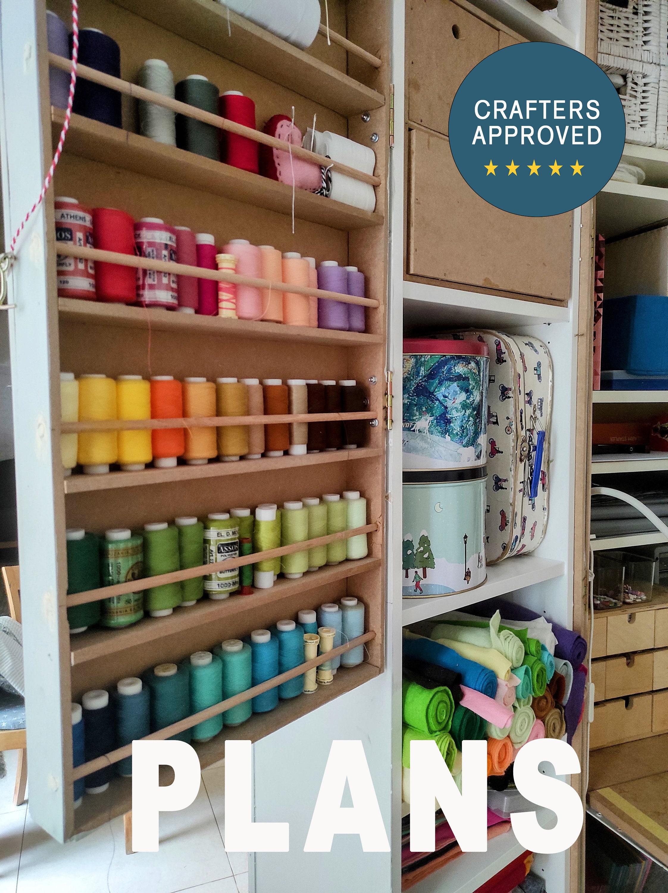 Craft Supplies and Tools Organization Plans for Craft Cabinet Storage ...