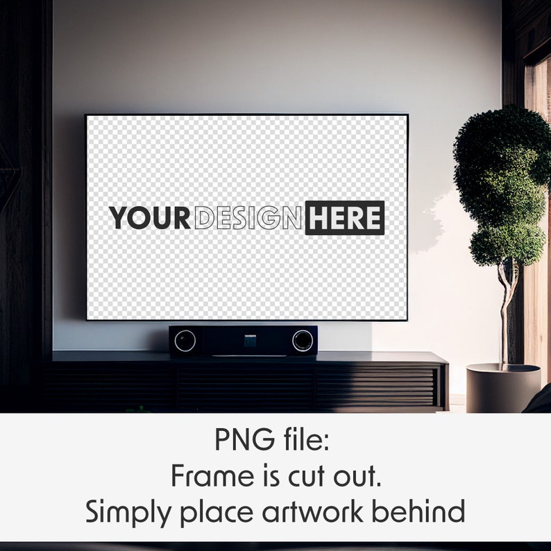 Frame TV Mock-up for Living Room - Samsung Frame TV Art Mockup - Thin ...