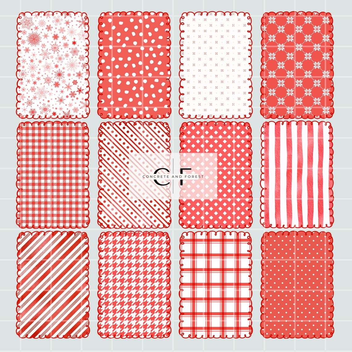 Whimsical Red Frame Clipart Bundle, Christmas Hand-drawn Borders ...