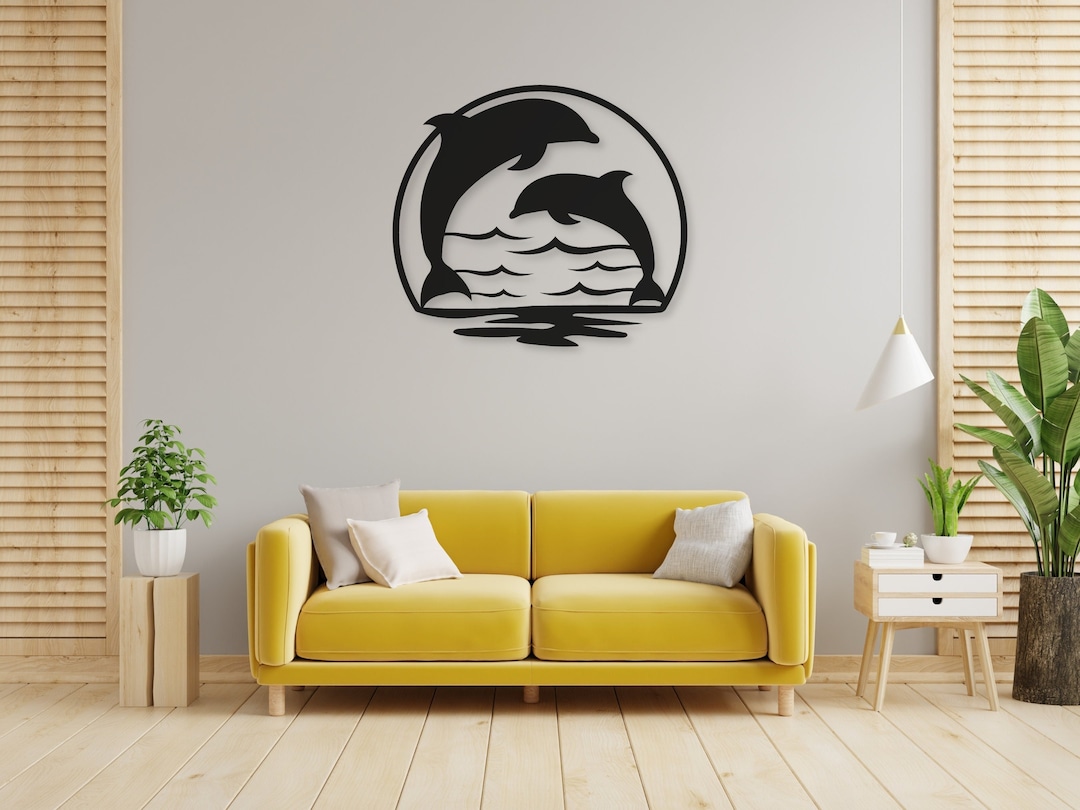 Dolphin Metal Art, Dolphin Wall Decor, Jumping Dolphins, Beach House Decor, Dolphin Art ...
