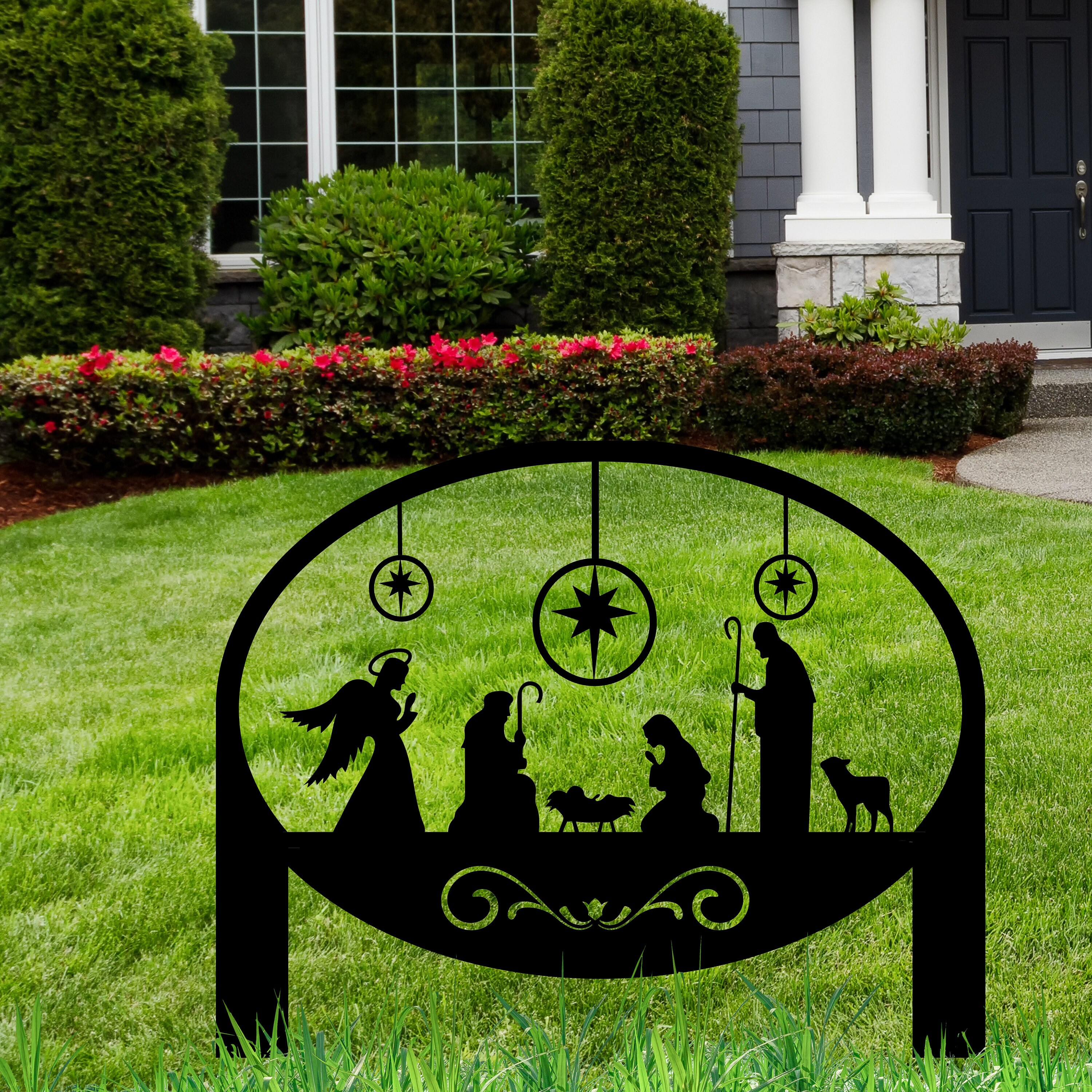 Metal Garden Stakes Angels Metal Yard Signs, Nativity Set, Nativity ...