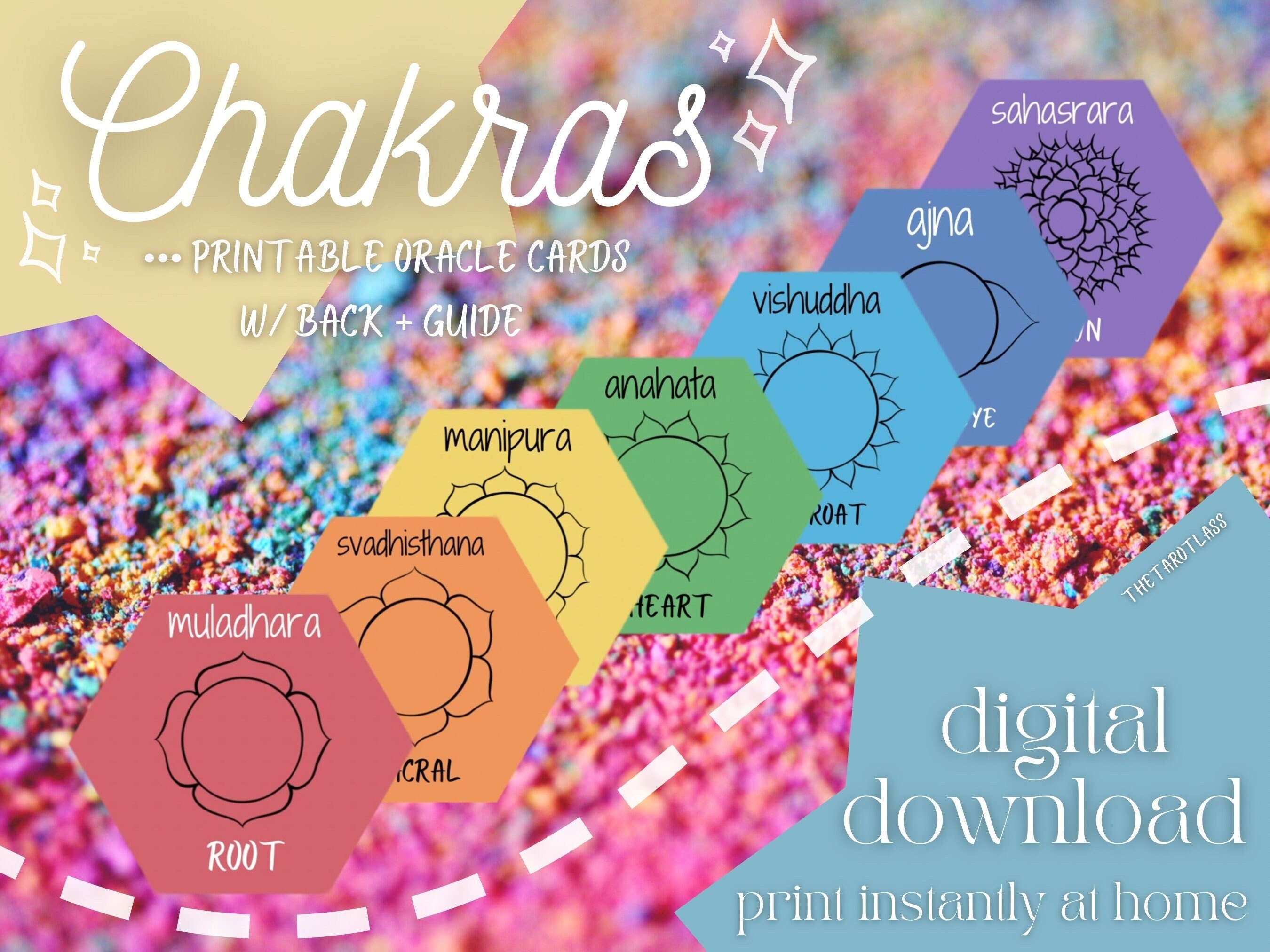 Chakras: Unique Printable Oracle Card Deck With Guide | Rainbow ...