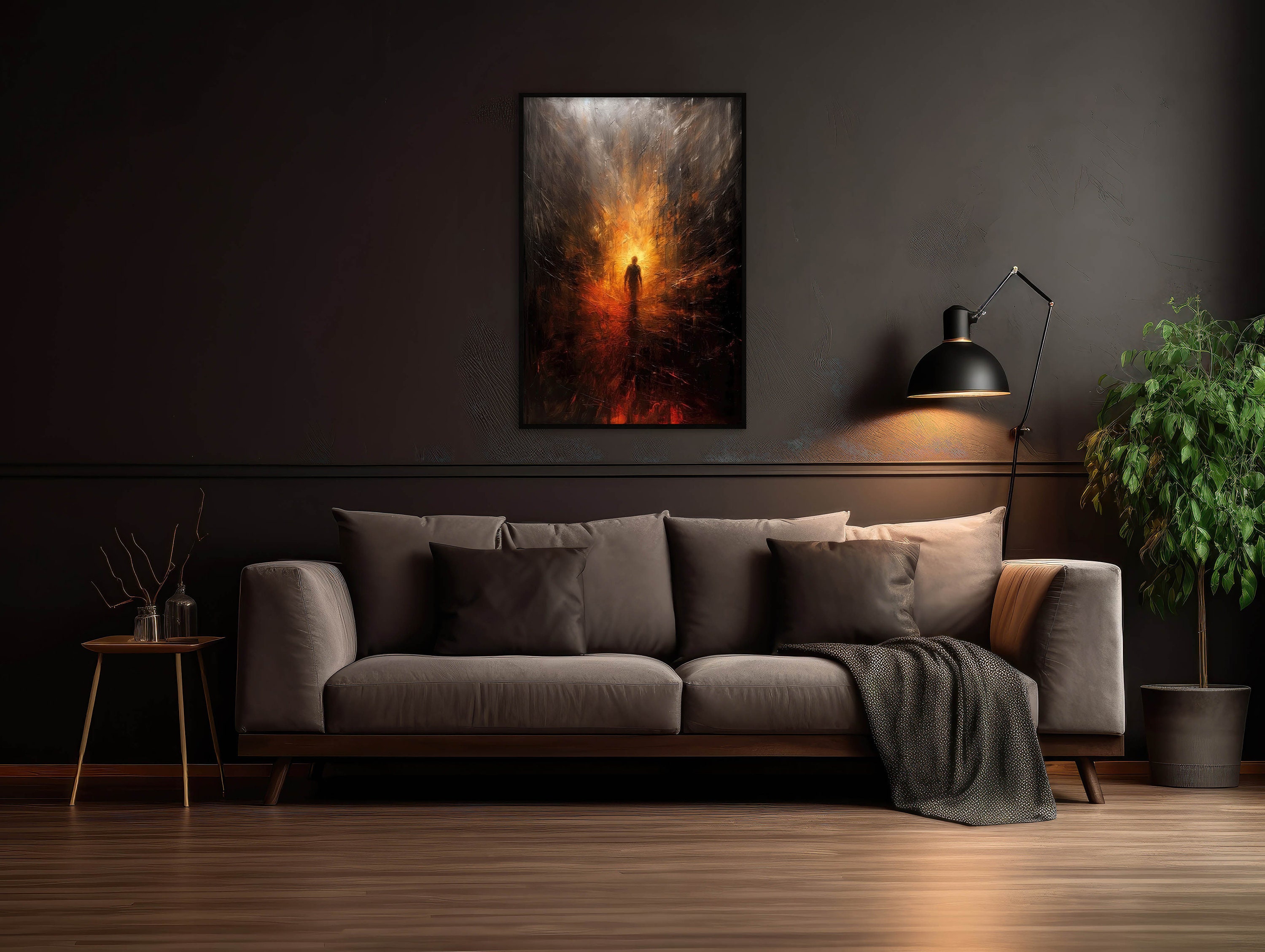 Dark Red Amber Inferno Wall-art: Enigmatic Being, Life Force Passage ...