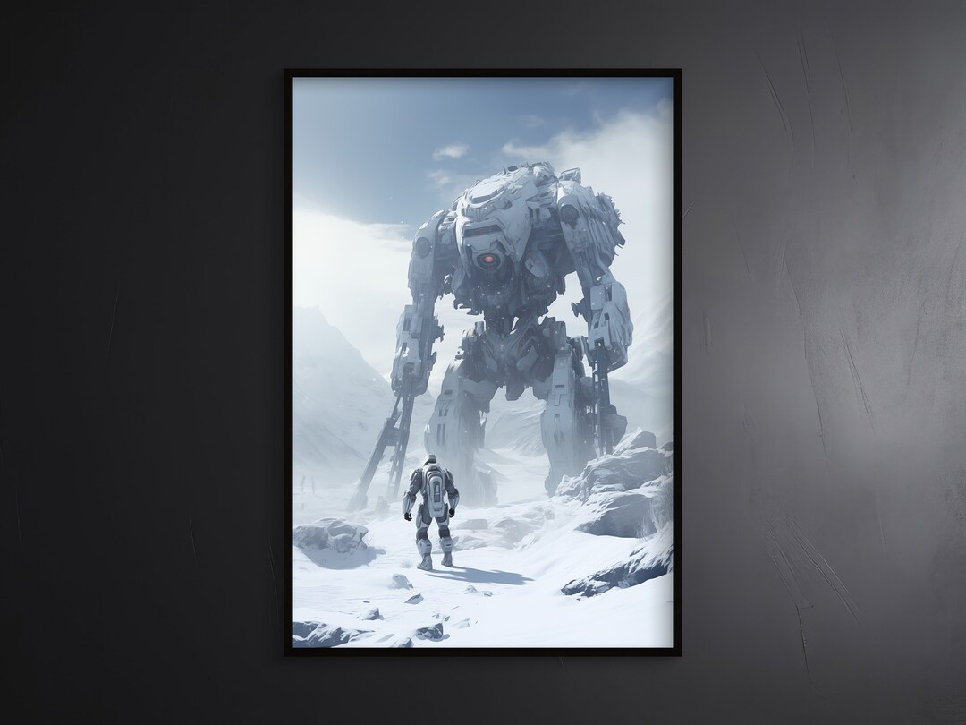 Epic Mech Robot Canvas, Cinematic Astronaut Explorer Framed Poster, Sci ...