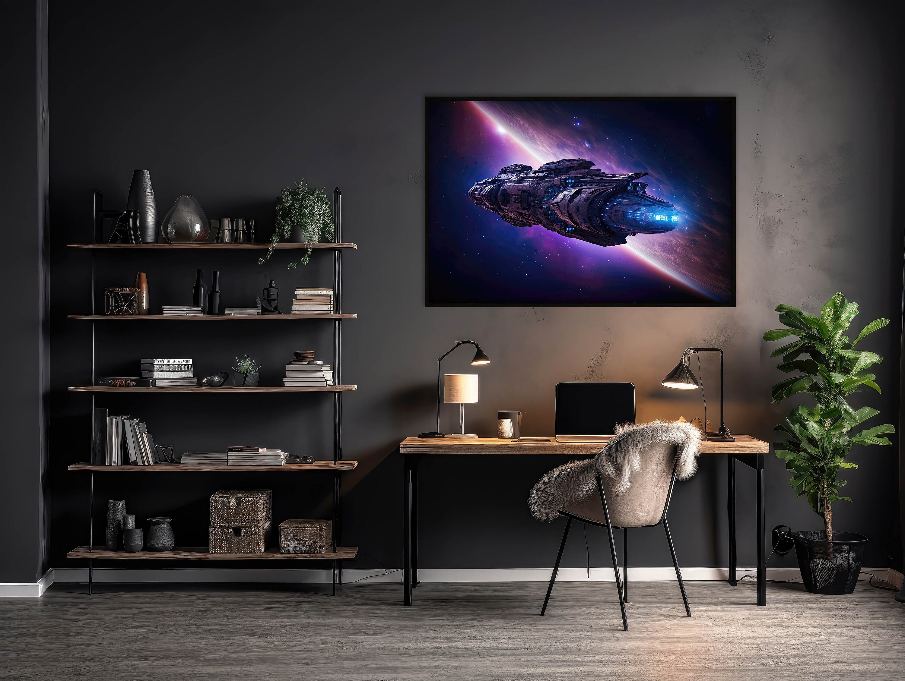 Advanced Futuristic Sci-fi Spaceship Wall-art: Vibrant - Etsy