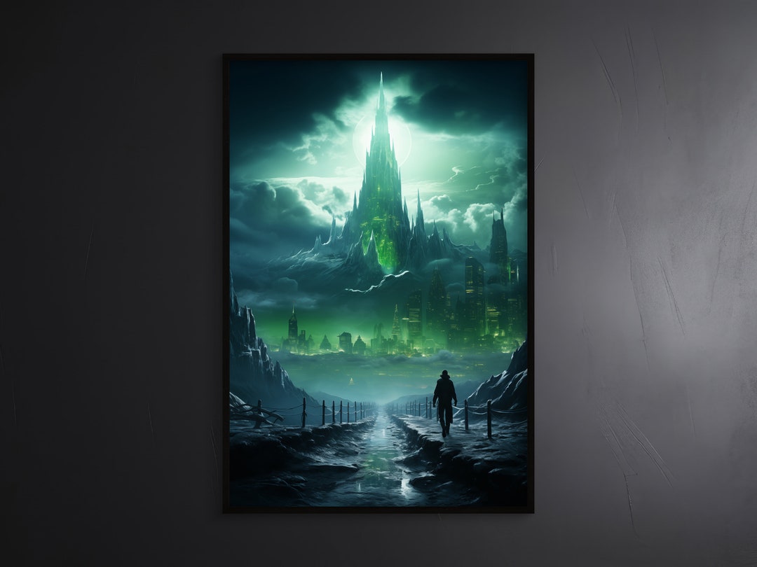 Mystical Magical Glowing Spire Framed Poster, Moonlit Otherworldly ...
