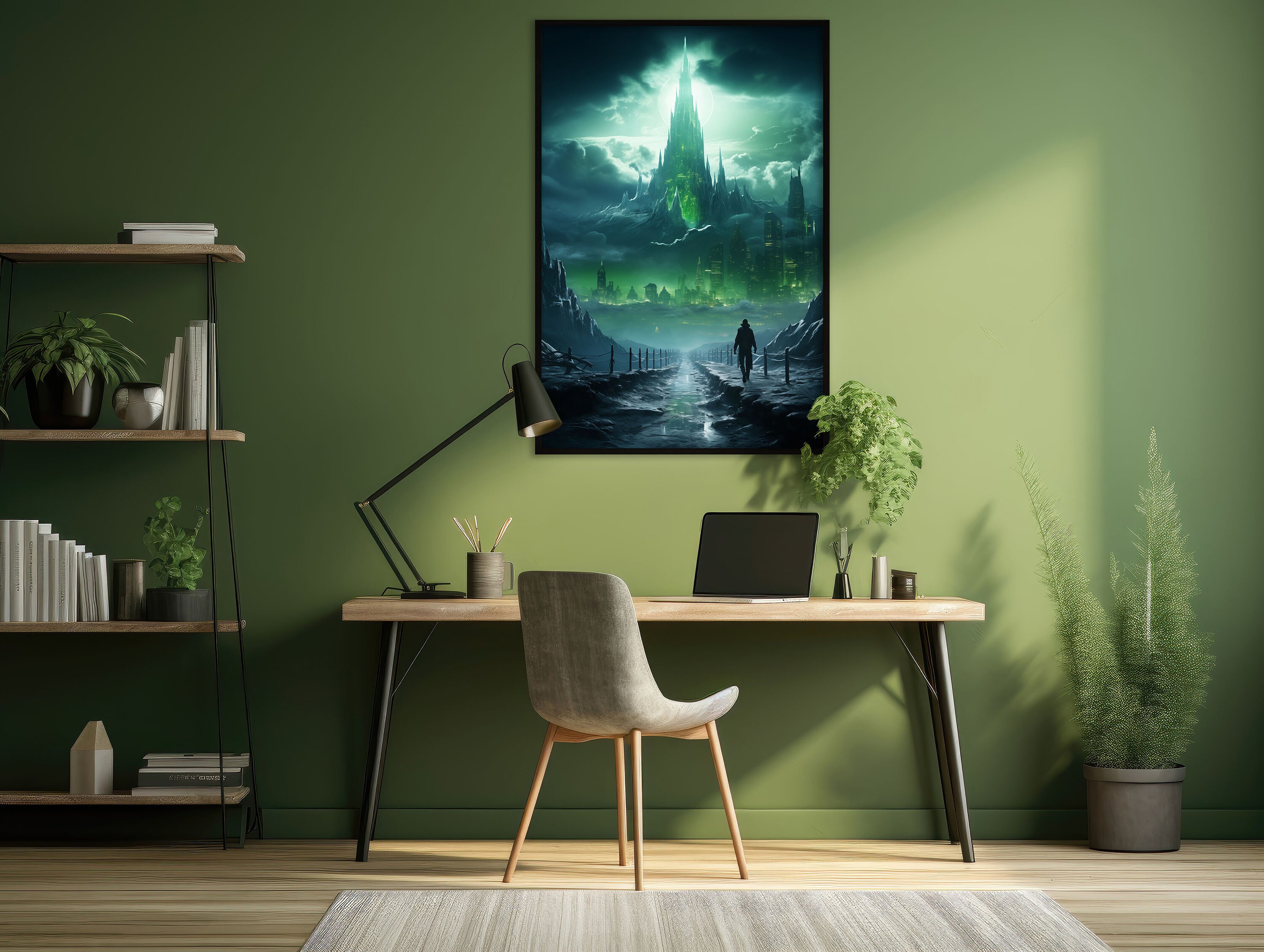 Mystical Magical Glowing Spire Framed Poster, Moonlit Otherworldly ...
