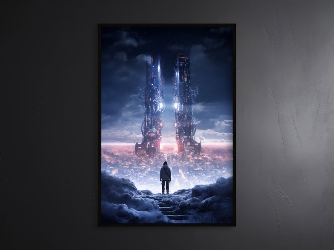 Atmospheric Futuristic Cityscape Framed Poster, Captivating Sci-fi ...