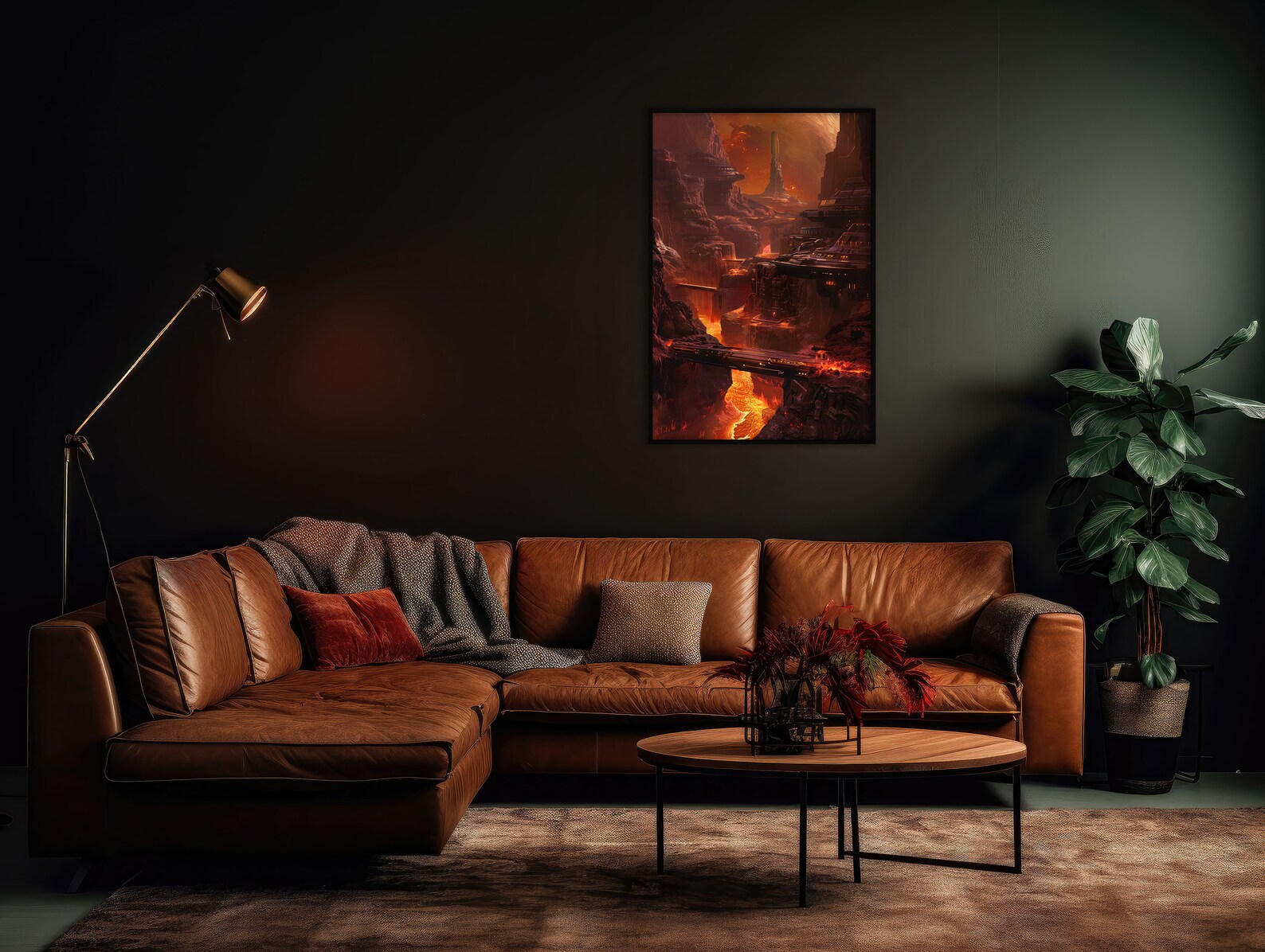 Flowing Lava Planet Framed Poster, Bridges Over Molten Magma Canvas ...