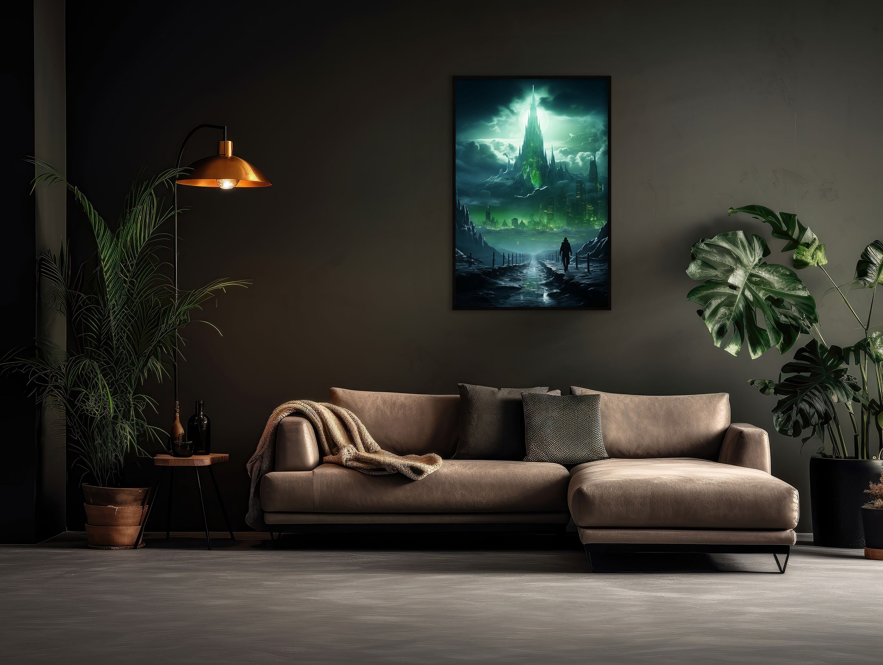 Mystical Magical Glowing Spire Framed Poster, Moonlit Otherworldly ...
