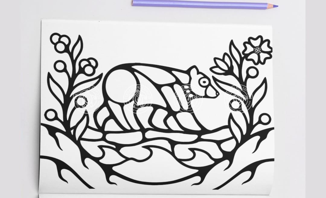 Woodlands Bear Colouring Page: Indigenous Art (digital Download) - Etsy