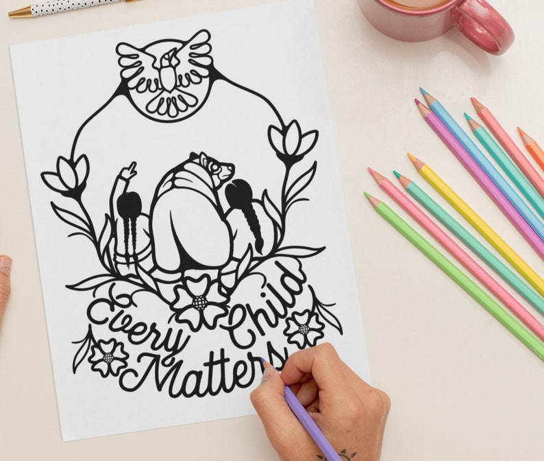 Every Child Matters Coloring Page: Indigenous Binesi Art (digital ...