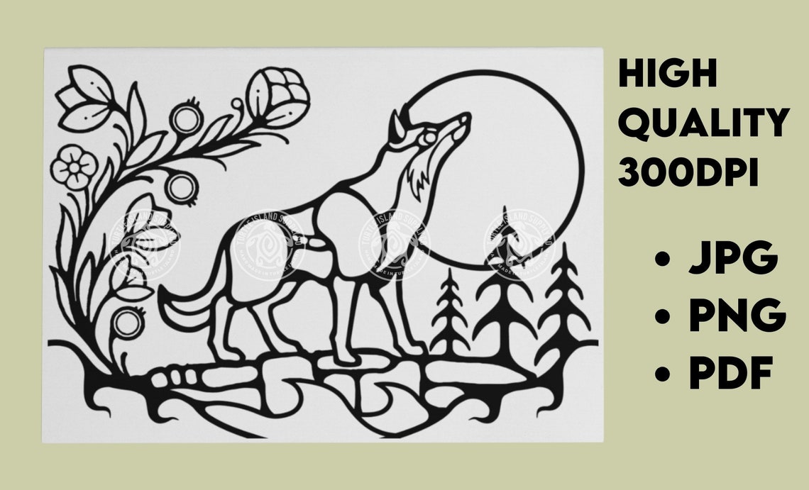 Spirit Wolf Colouring Page: Indigenous Art (digital Download) - Etsy