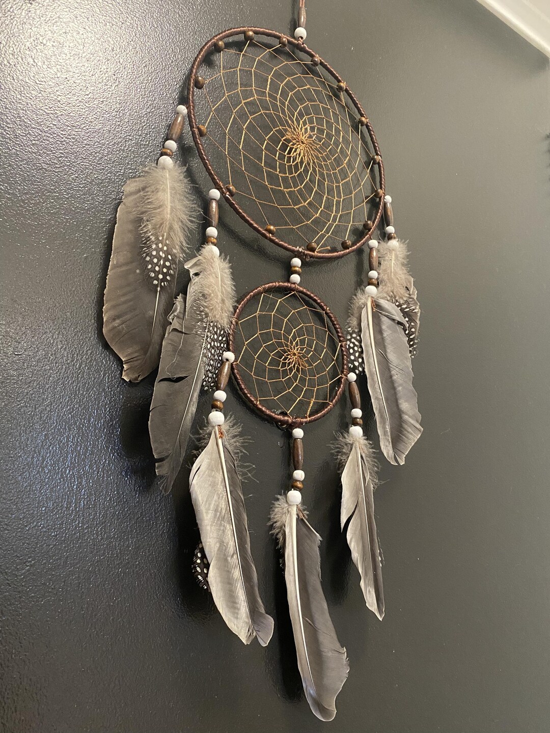 Ojibwe Handmade Dreamcatcher | Real Duck Feathers, Beads, Sinew ...