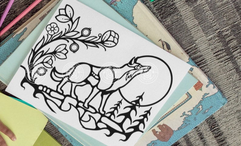 Spirit Wolf Colouring Page: Indigenous Art (digital Download) - Etsy