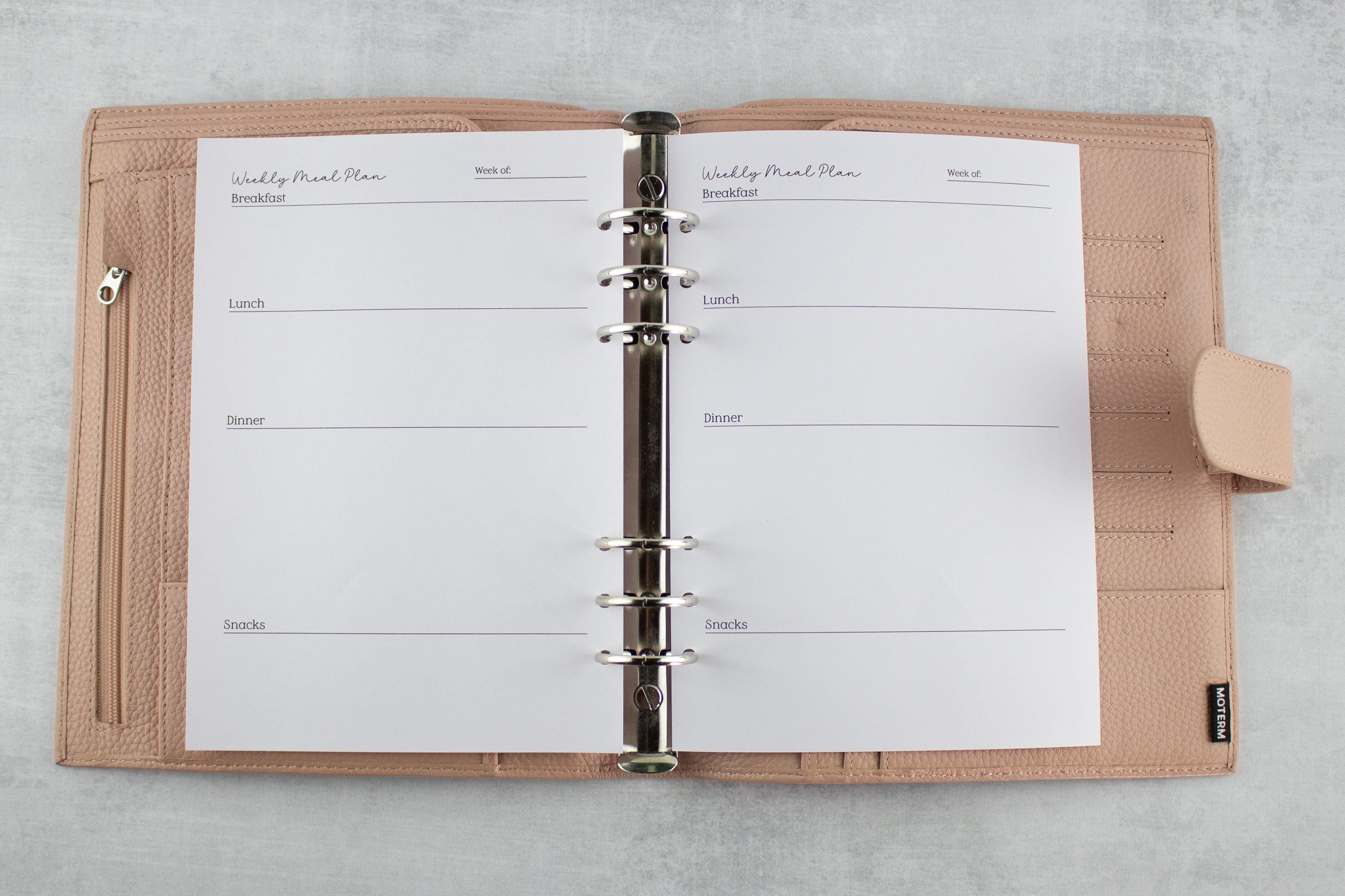 Weekly Meal Planner Insert | A5 Rings Planner Printable | Weekly Menu ...