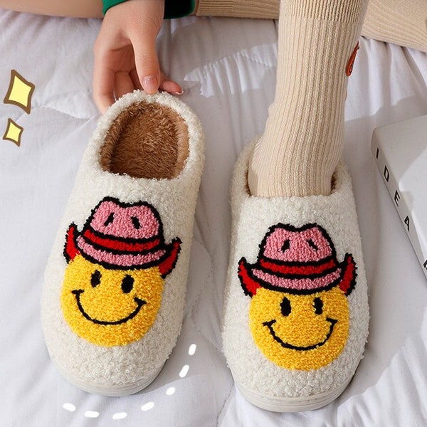 Smiley Face Slippers - Etsy