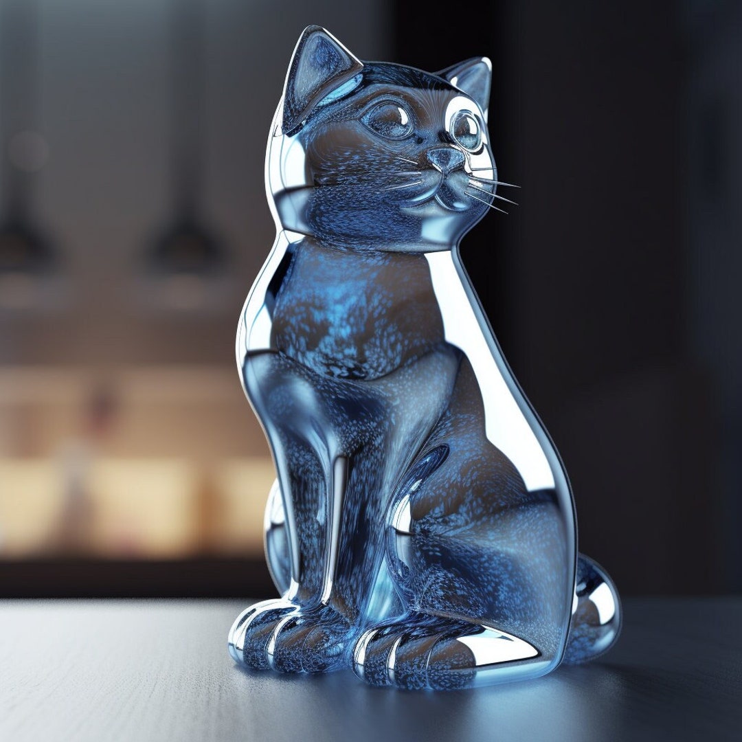 Glass Cat Statue Digital Print Poster Large Wall Art - Etsy