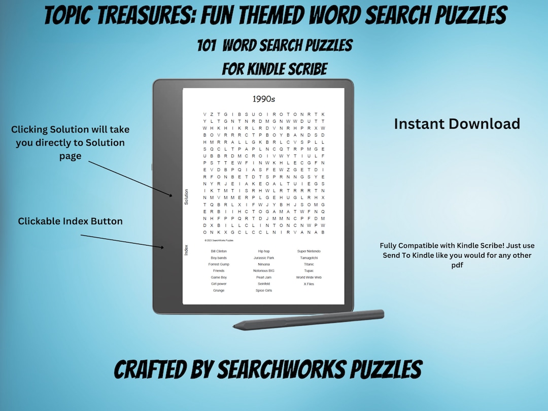 101 Themed Word Search Puzzles for Kindle Scribe | Clickable Navigation ...