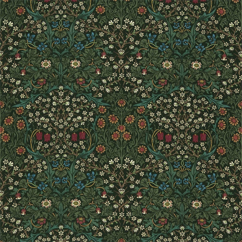 William Morris Fabric BLACKTHORN - GREEN 100% Cotton Compilation ...
