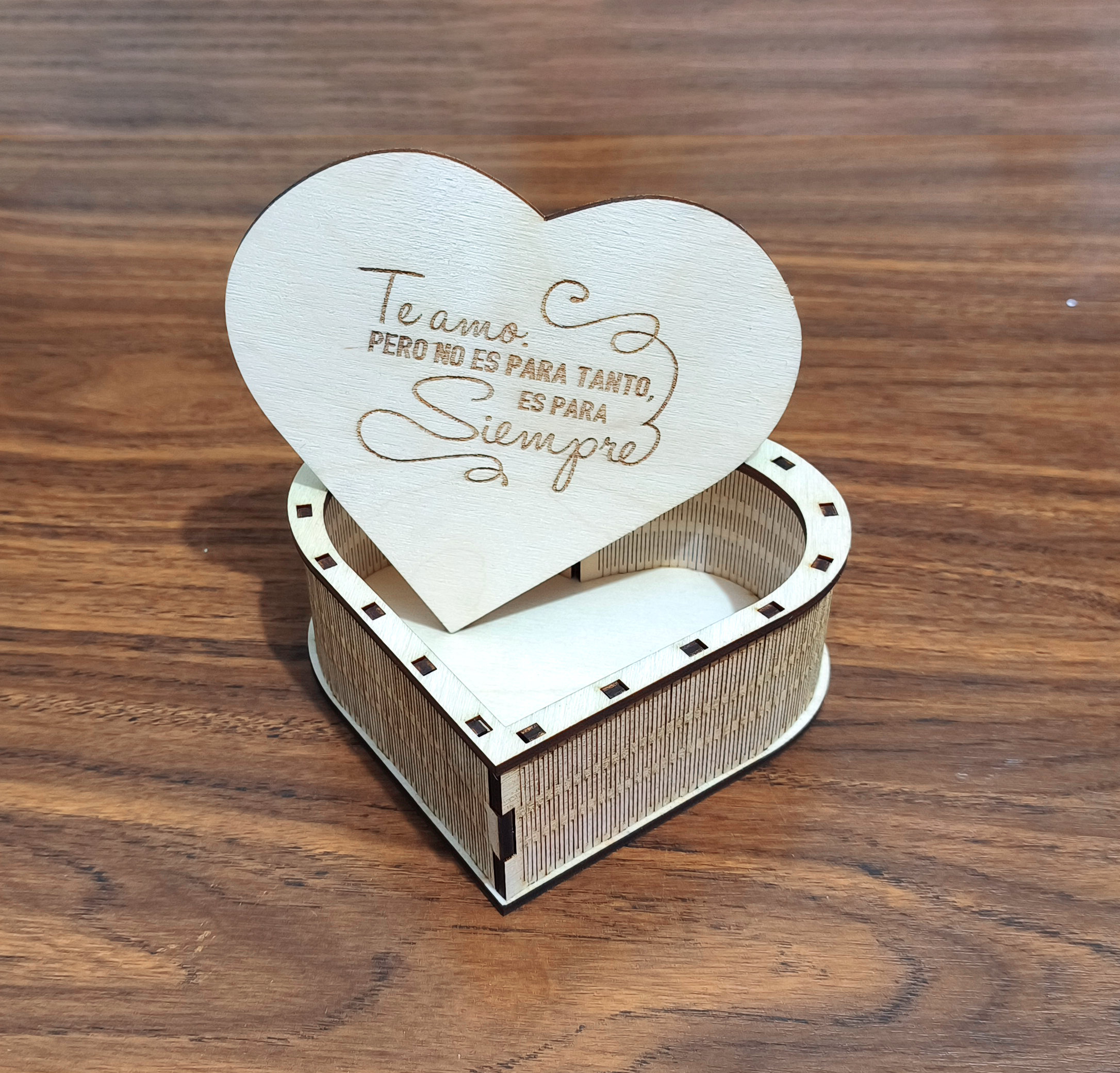 File for Laser Cutting of a Heart-shaped Wooden Box With a Phrase of ...