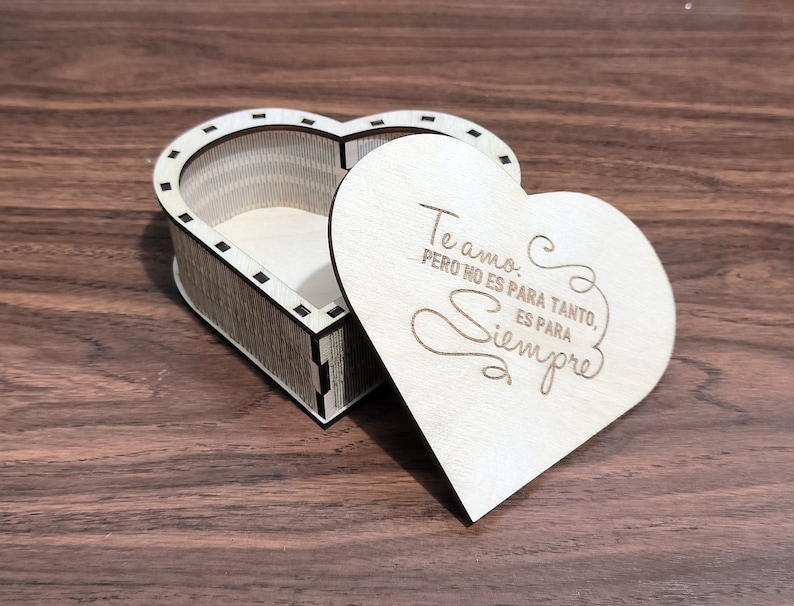 File for Laser Cutting of a Heart-shaped Wooden Box With a Phrase of ...