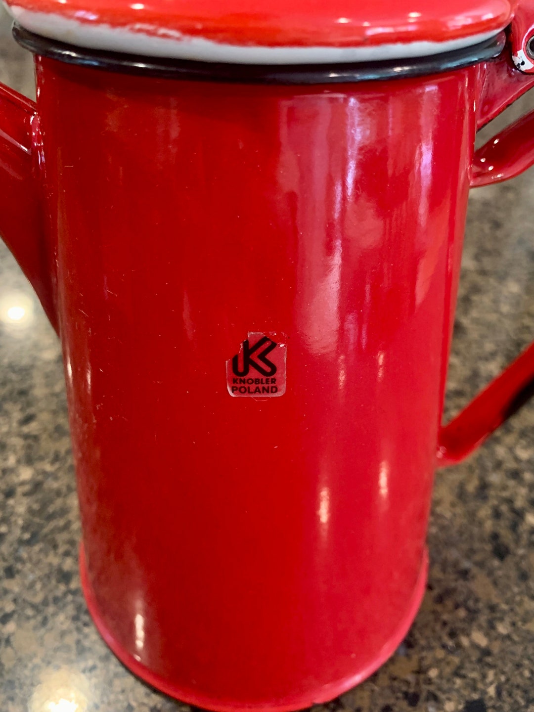 Vintage Red Enamel Pot - Etsy