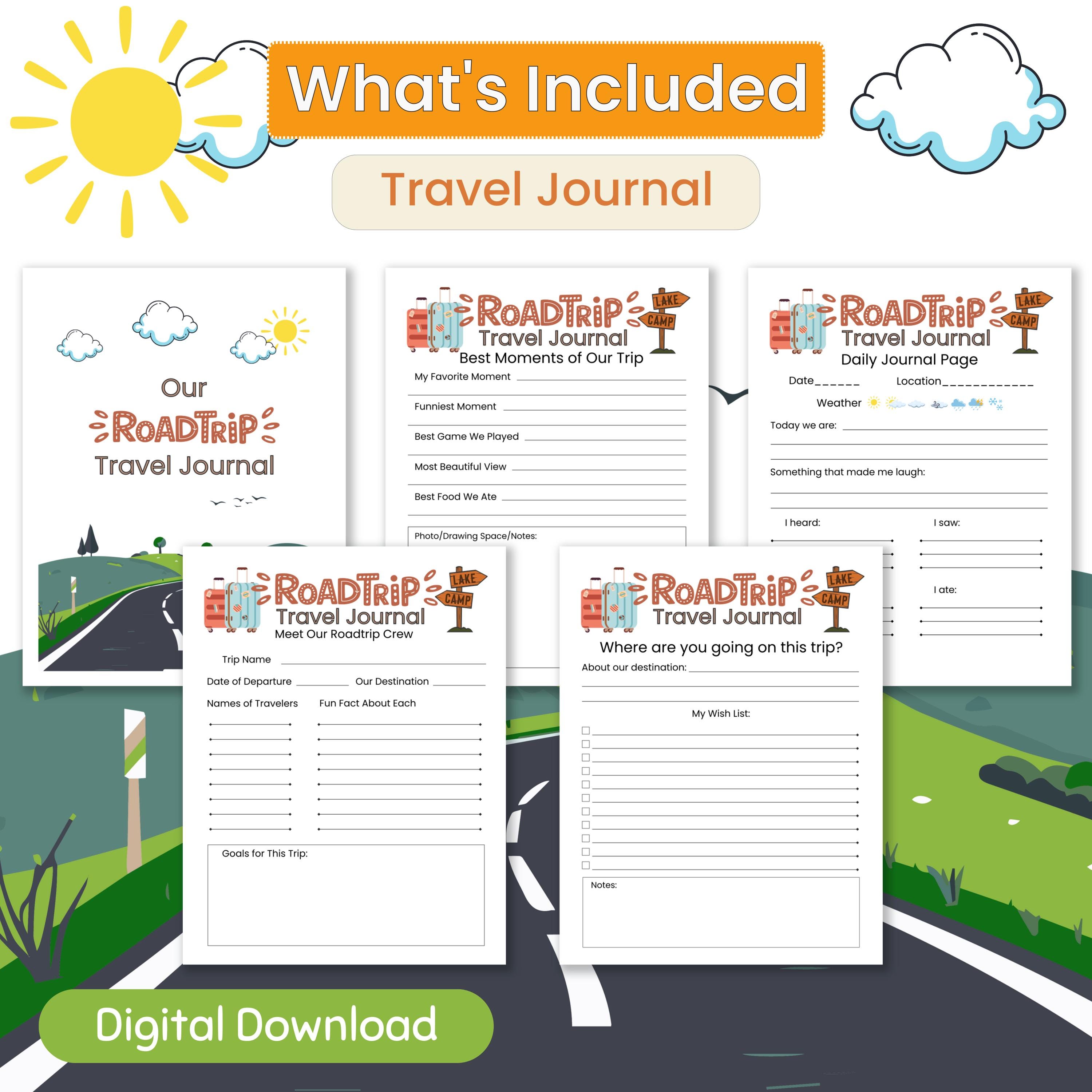 Road Trip Printable Games & Travel Journal for Kids and Adults | Fun ...