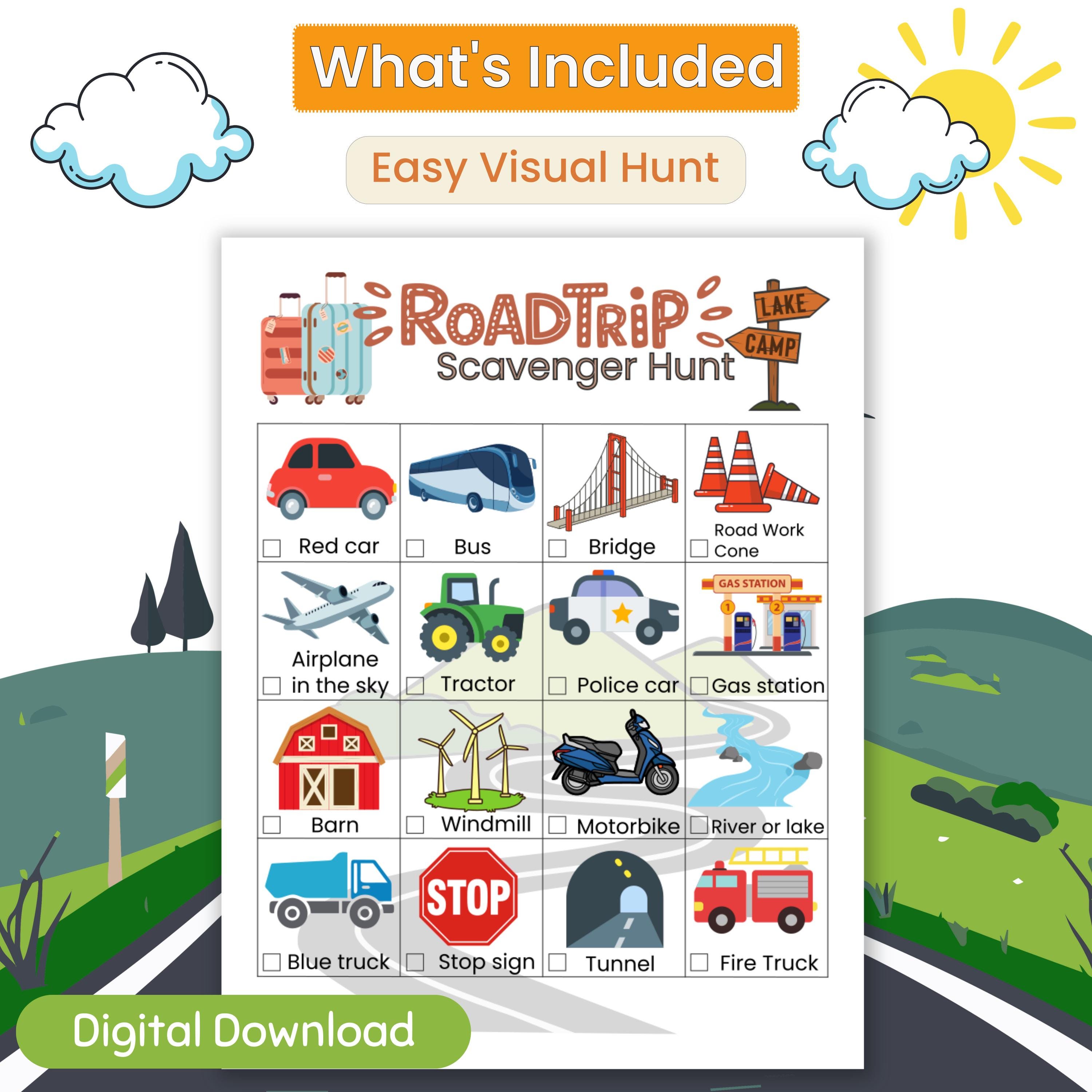 Road Trip Car Games Printable Bundle | 5 Fun Scavenger Hunts & Car ...