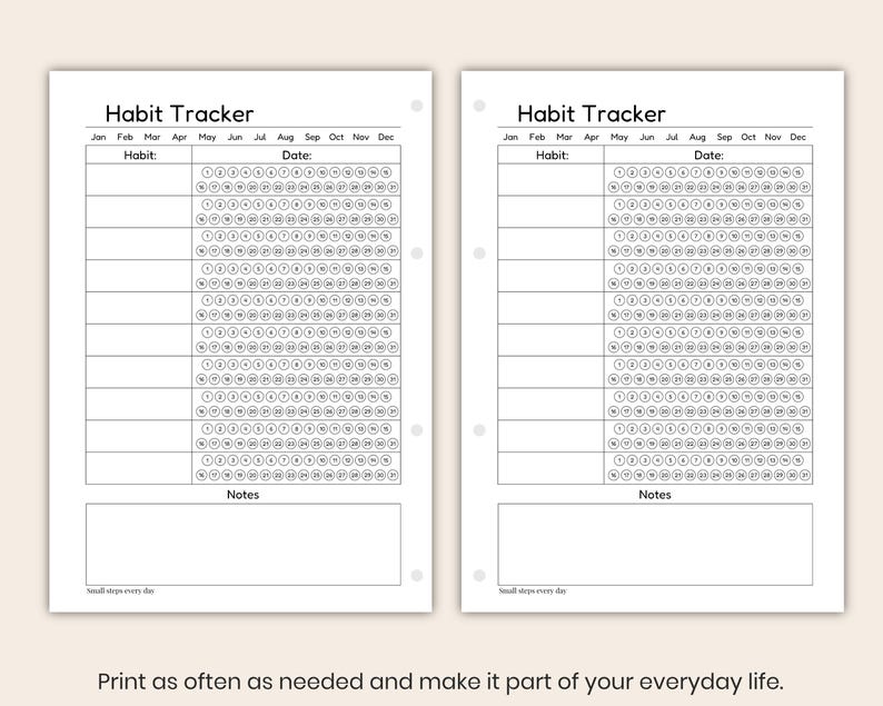Minimalist Printable Habit Tracker | 4 Sizes PDF | Daily Habit Chart ...