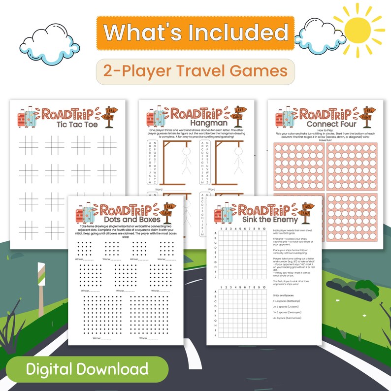 Road Trip Printable Games & Travel Journal for Kids and Adults | Fun ...