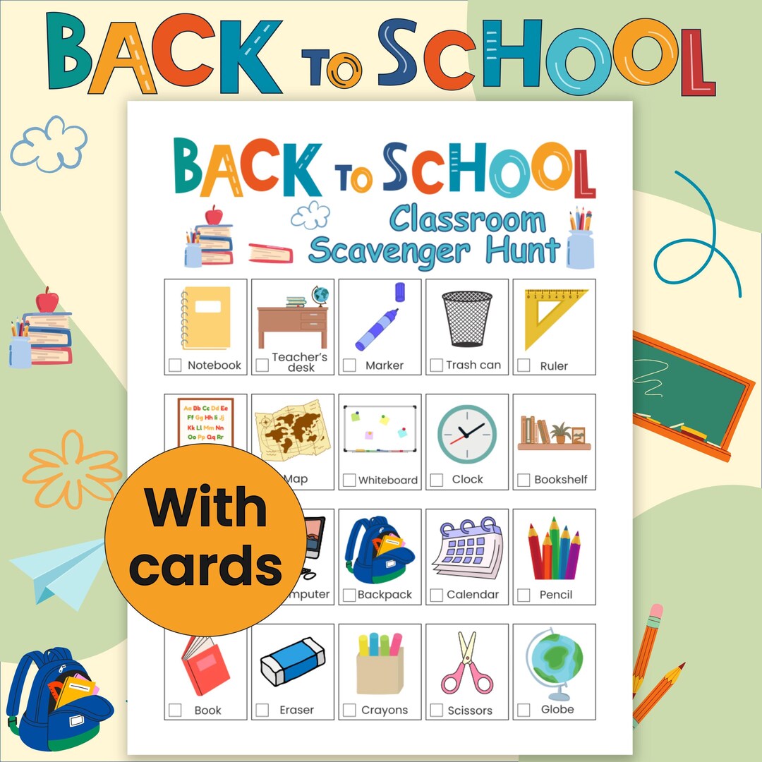 Back to School Scavenger Hunt – Classroom Edition | Printable Game ...