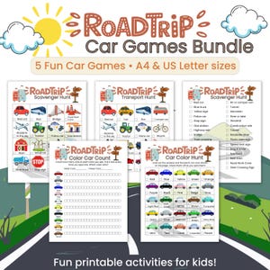 Road Trip Car Games Printable Bundle | 5 Fun Scavenger Hunts & Car ...