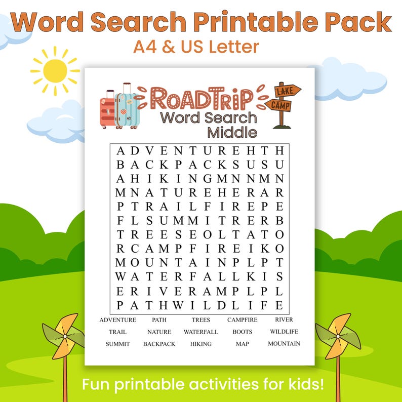 Word Search Printable Pack | 3 Levels Easy-middle-hard | Travel Word ...