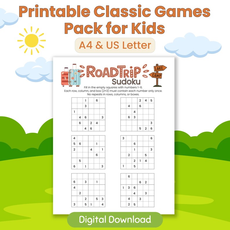 Printable Classic Games Pack for Kids | Travel Games - Logic Puzzles ...