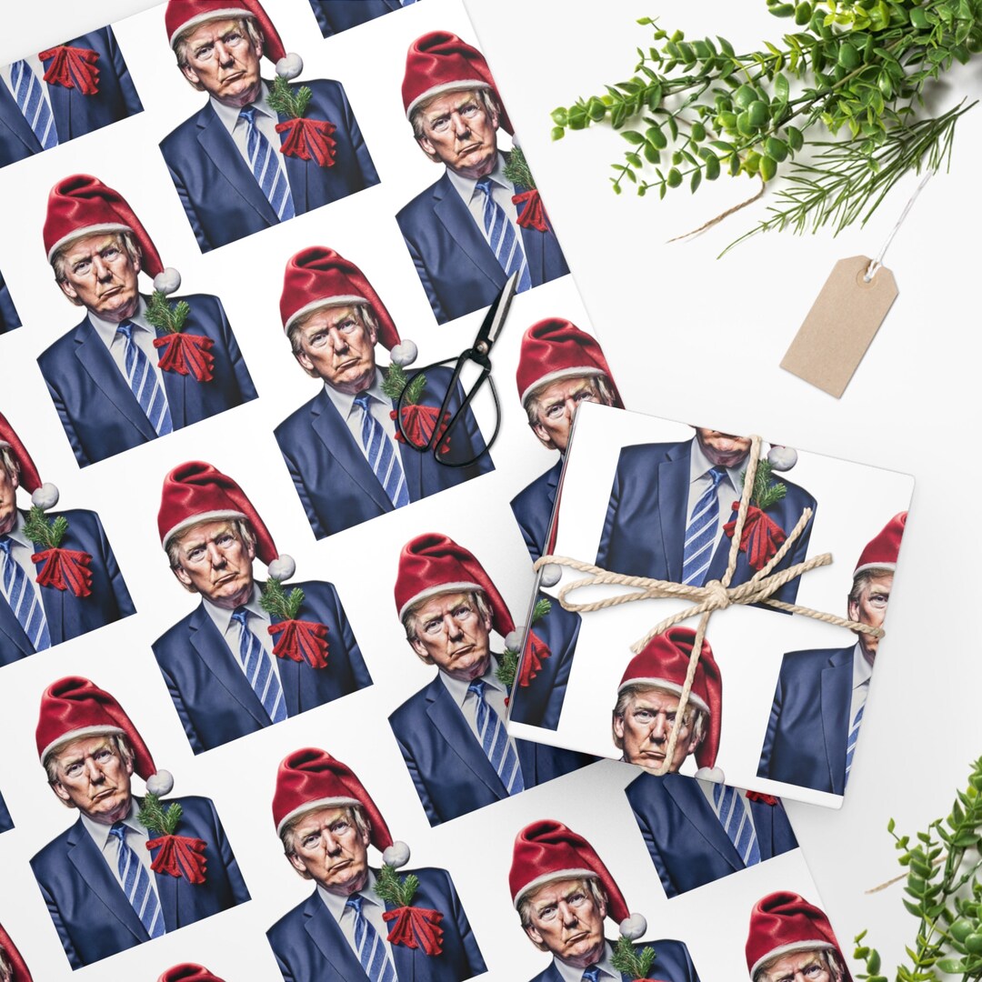 Donald Trump Christmas Wrapping Paper, Unique Political Humor Gift Wrap ...