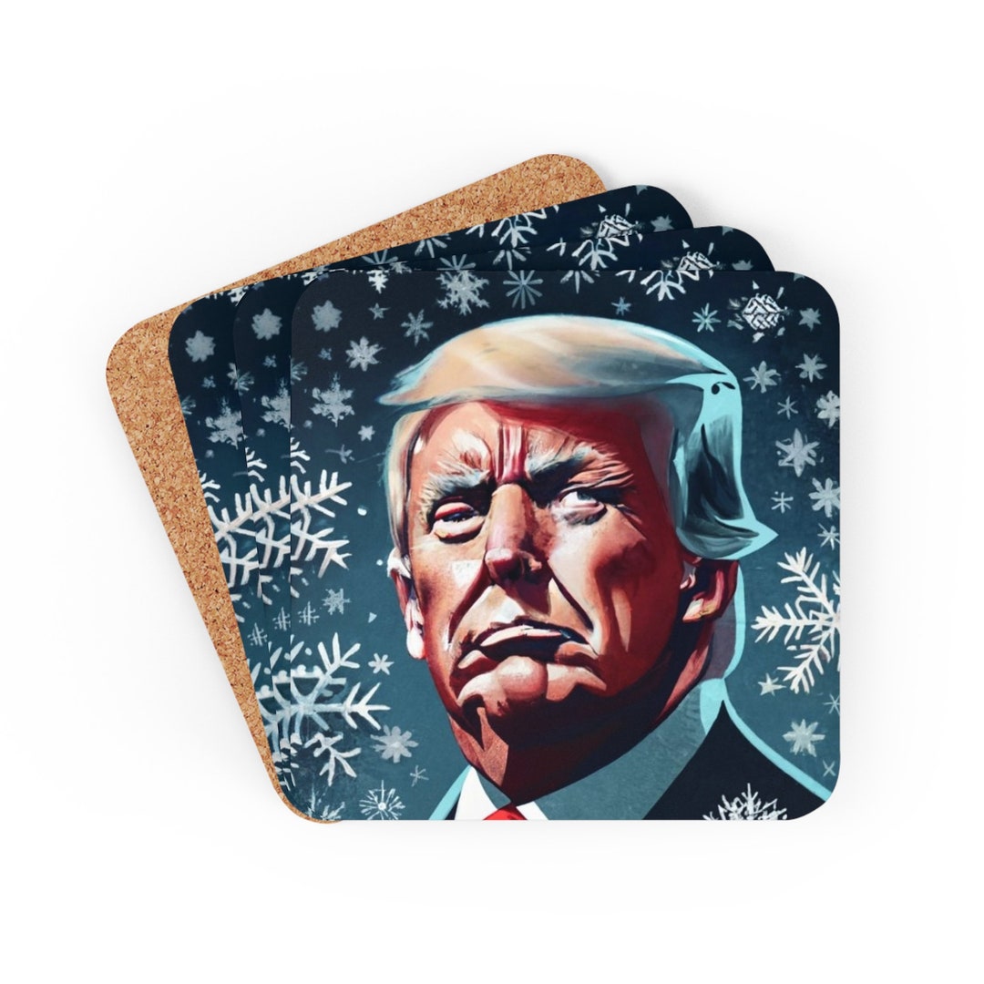 Donald Trump Christmas Coaster Set: Snowflake Drink Coasters, Funny ...