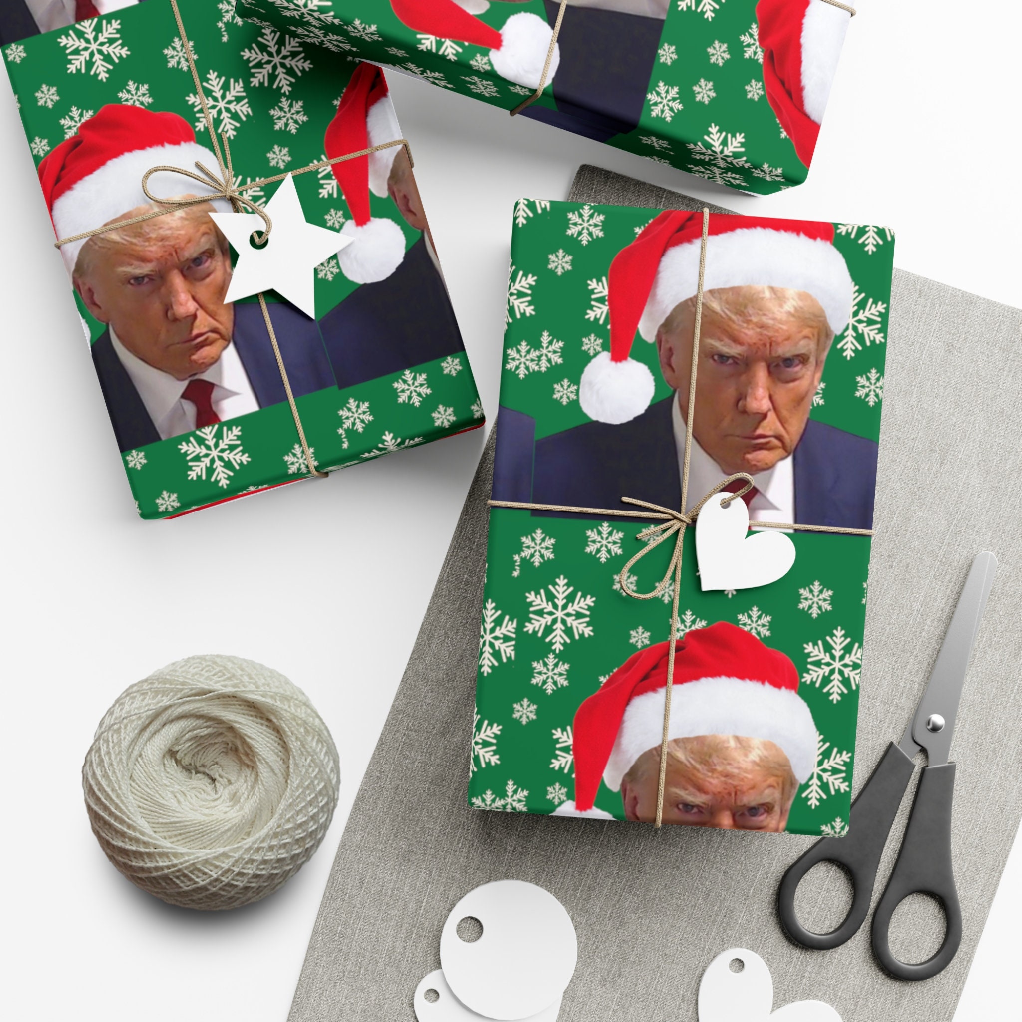 Funny Trump Mugshot Wrapping Paper, Christmas Themed Satire, Ideal for ...