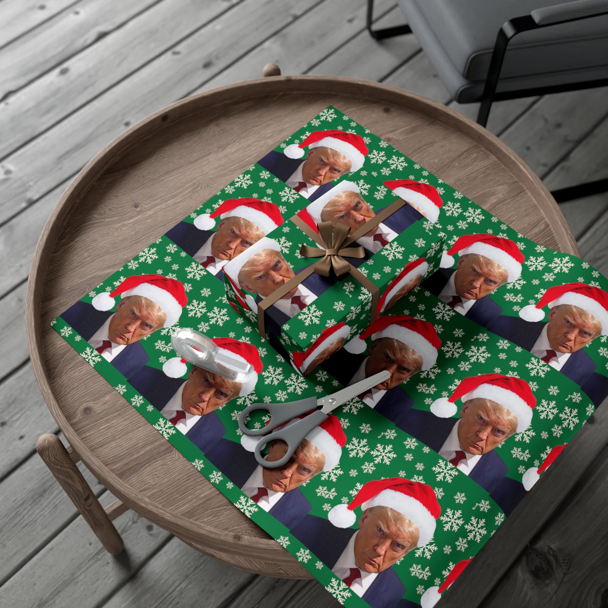 Funny Trump Mugshot Wrapping Paper, Christmas Themed Satire, Ideal for ...