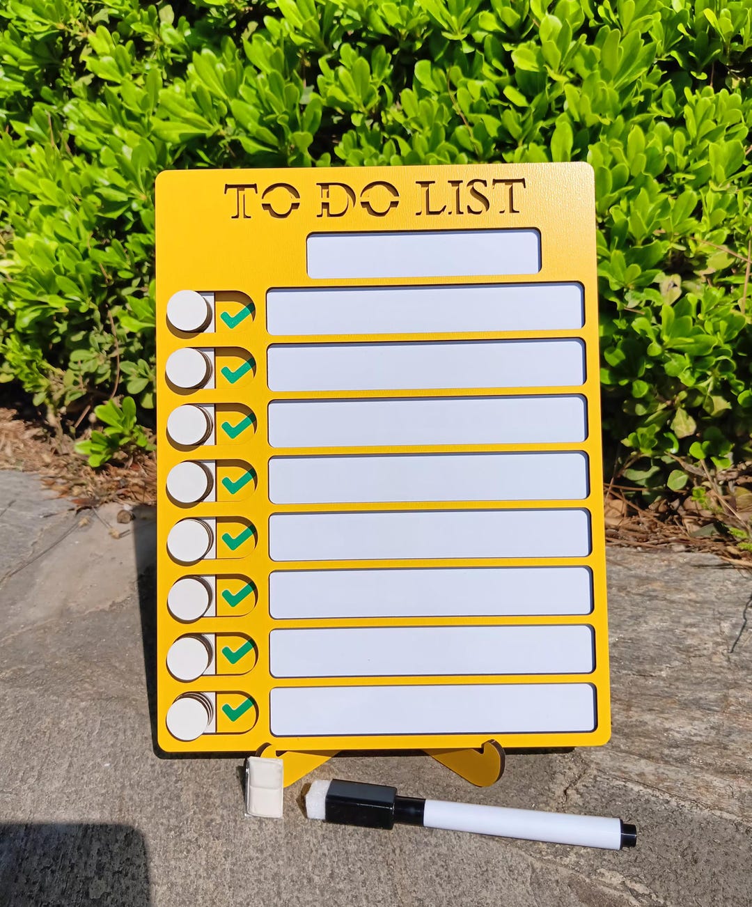 Sliding Wooden Checklist Board - Yellow to Do List - Customizable ...