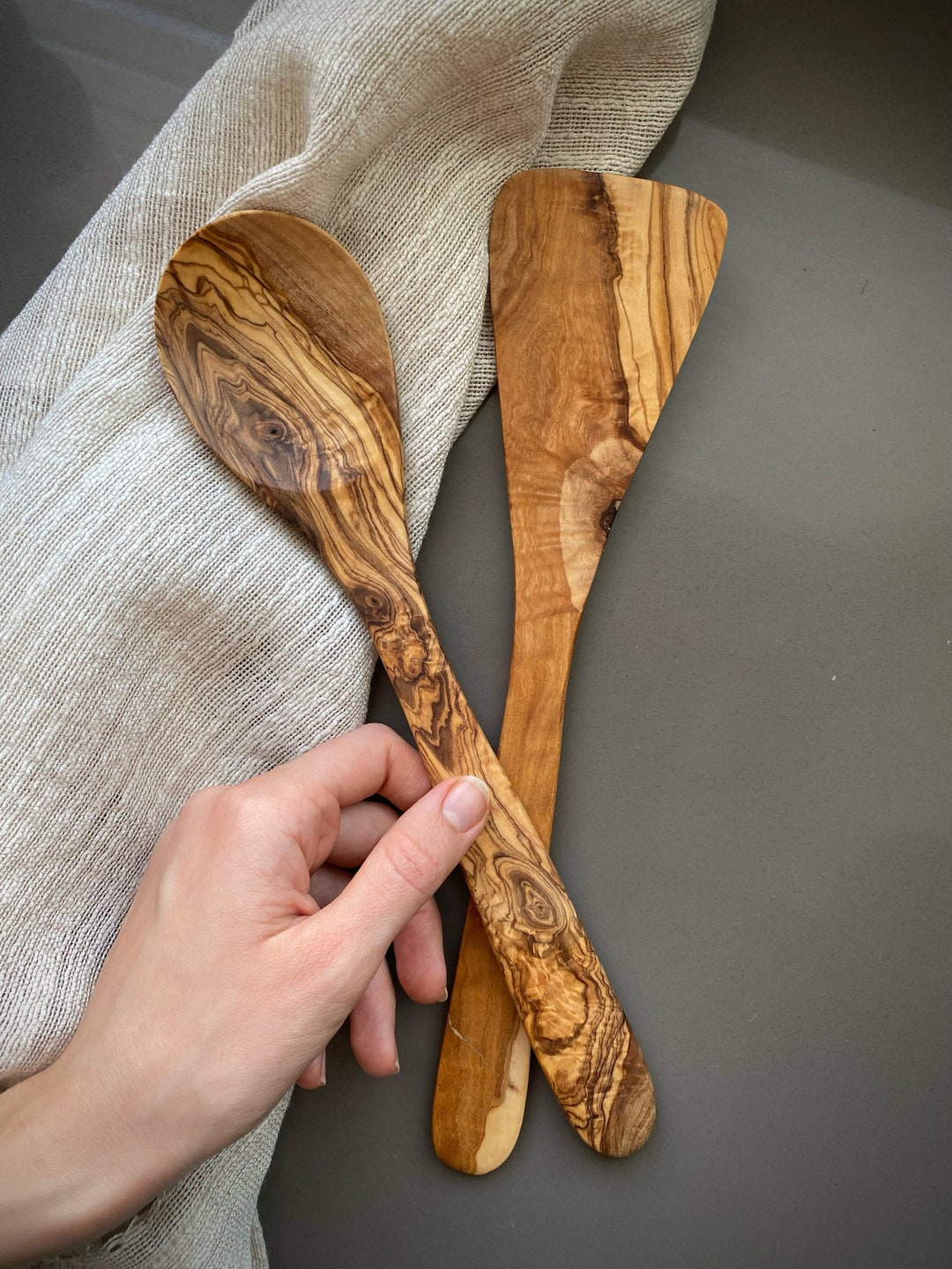 Olive Wood Utensil Set - Etsy