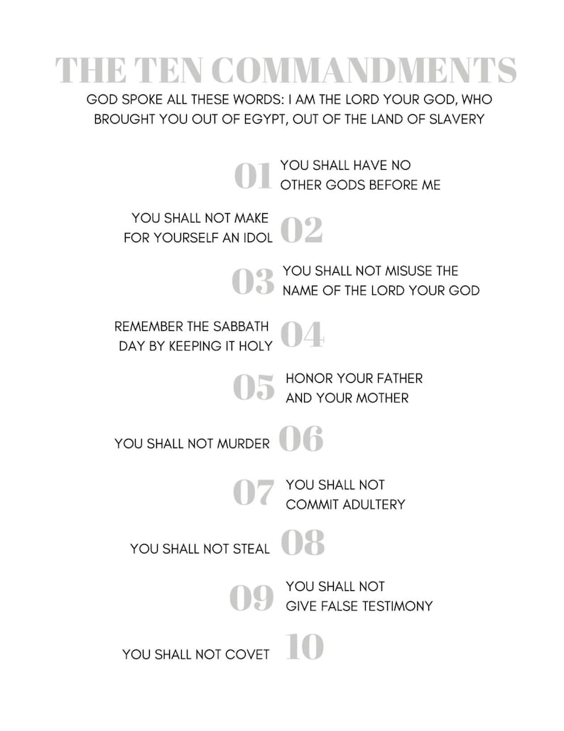 The Ten Commandments Printable - Etsy