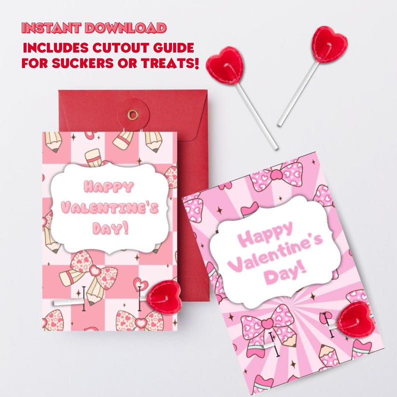 Printable Valentine's Day Cards | Sucker Holder, Classroom Treats ...